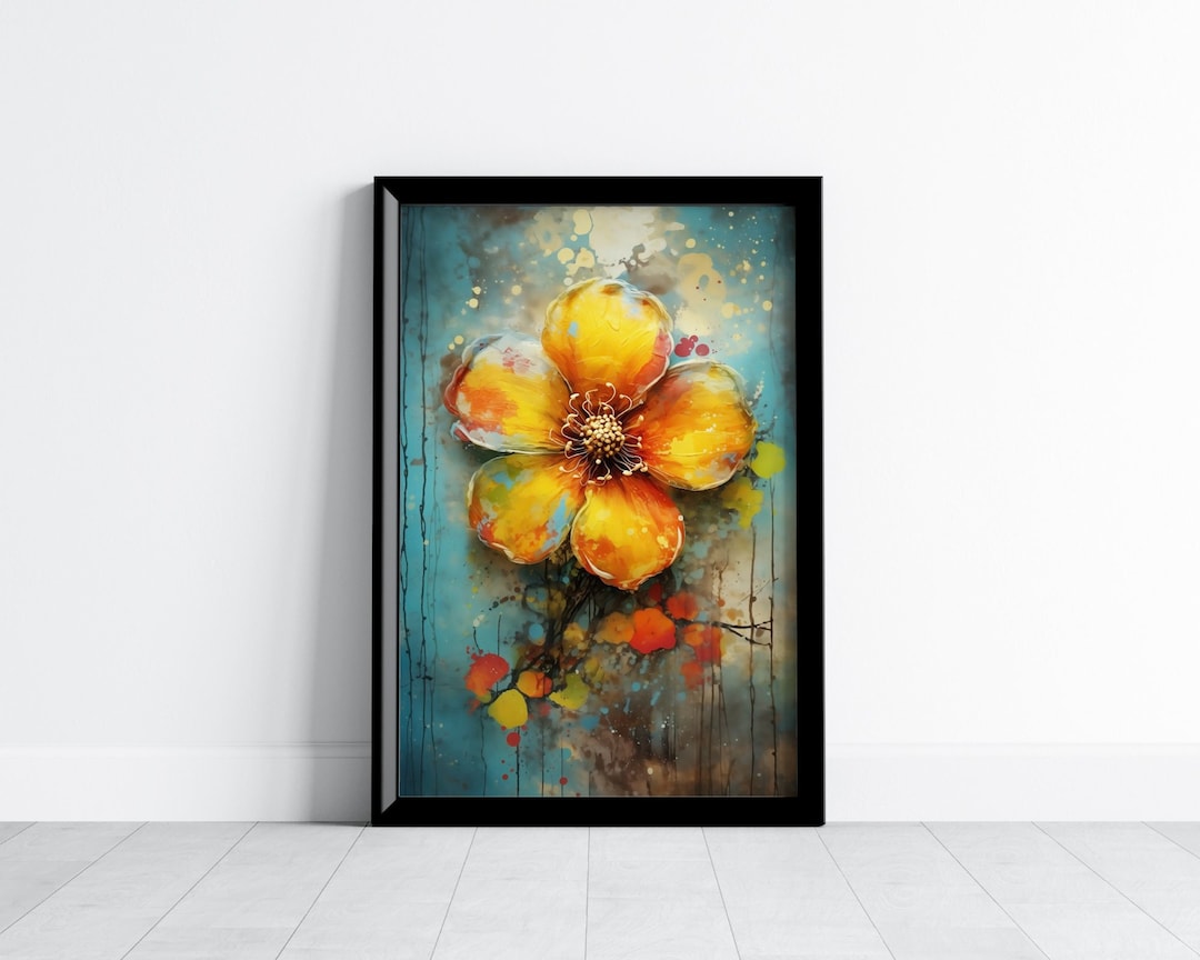 Colorful Flower Wall Art, Abstract Floral Art Print, Printable Wallart ...