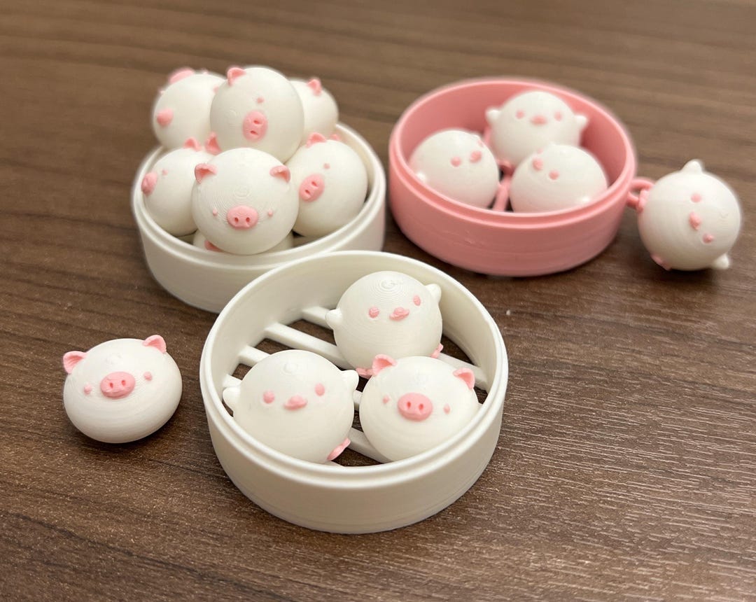 Mini Piggy Dumpling Toys – Kawaii Pig Dim Sum Decor, Cute Food-inspired ...
