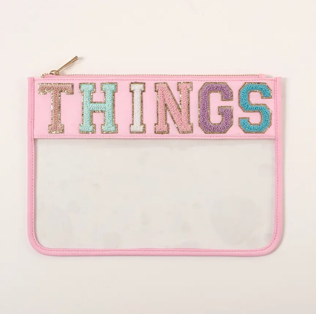 Snacks Pouch, Travel Pouch, Stuff Pouch, Clear Zipper Bag, Chenille ...