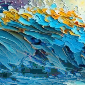 Abstract Ocean Oil Painting on Canvas, Large Seascape Wall Art ...