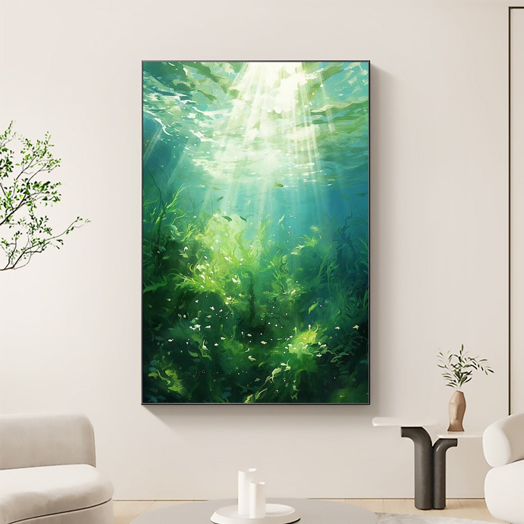 Abstract Water Scenery Oil Painting on Canvas, Original Landscape ...