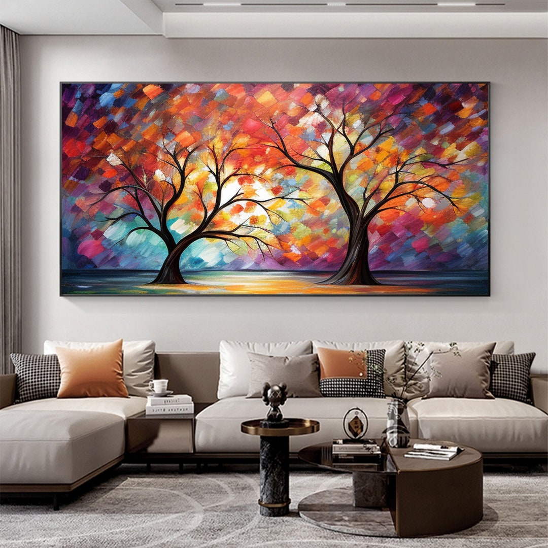 Large Colorful Landscape Oil Painting on Canvas, Original Nature Wall ...
