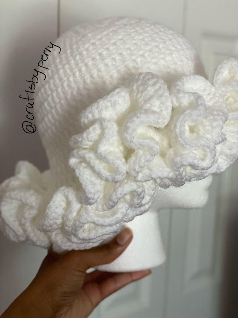 Ruffle Hat Crochet Hat Solid Color Customizable - Etsy