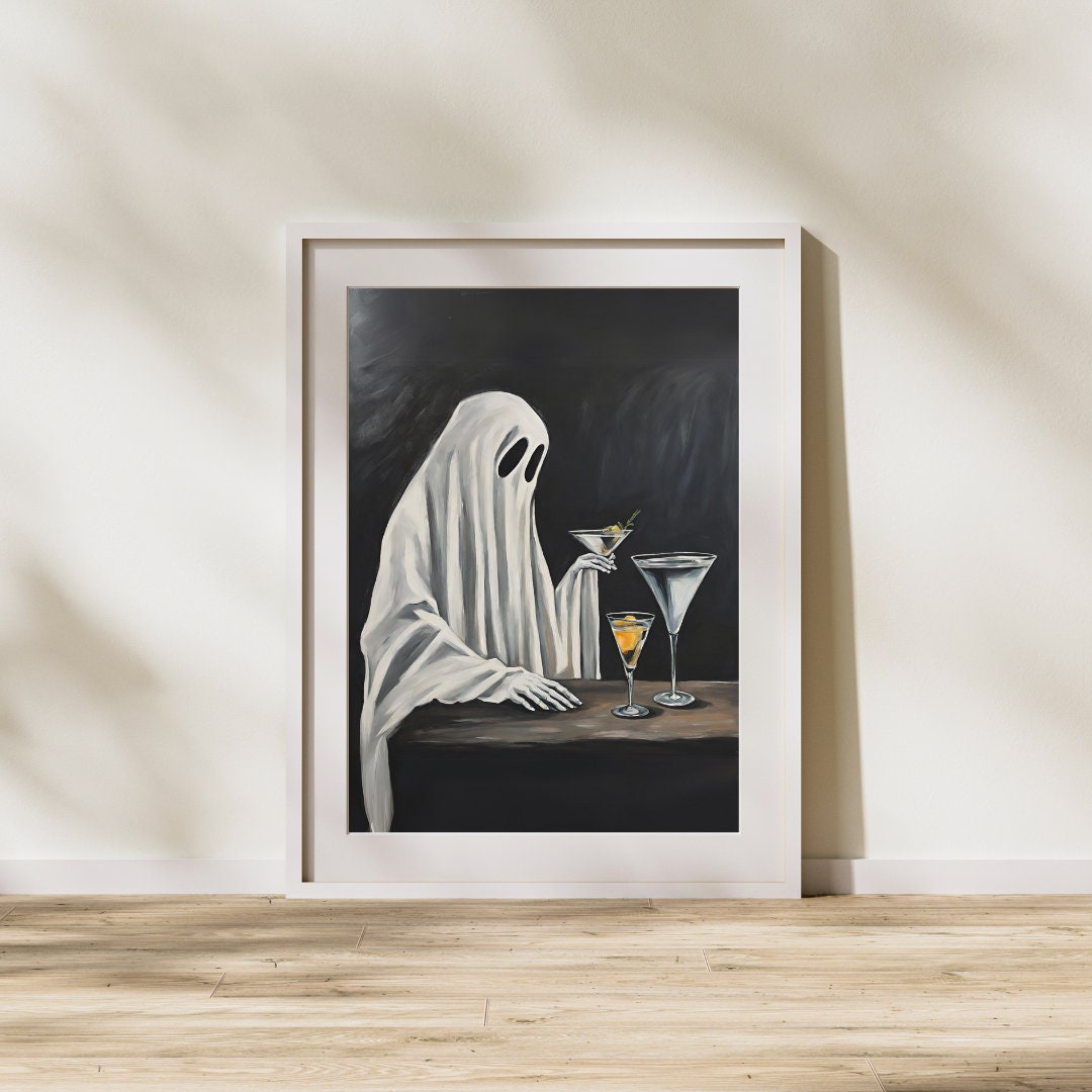 Martini Ghost PRINTABLE Art Halloween Home Decor Ghost Oil - Etsy
