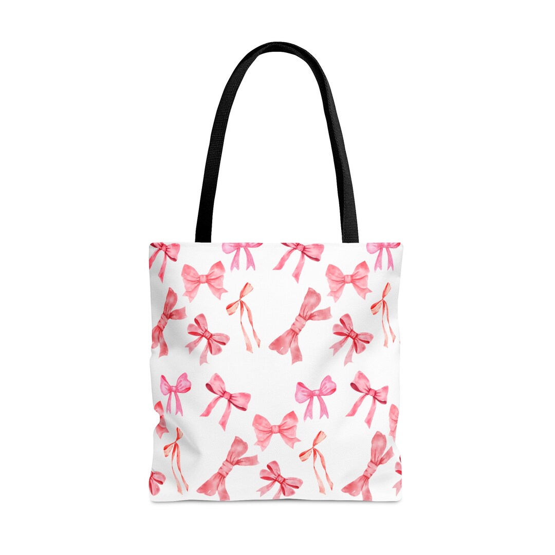 Bow Design Tote Bag, Pink Bow Design Tote, Colorful Reusable Bag - Etsy