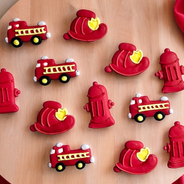 Fondant Fire Truck Cake Toppers - Etsy