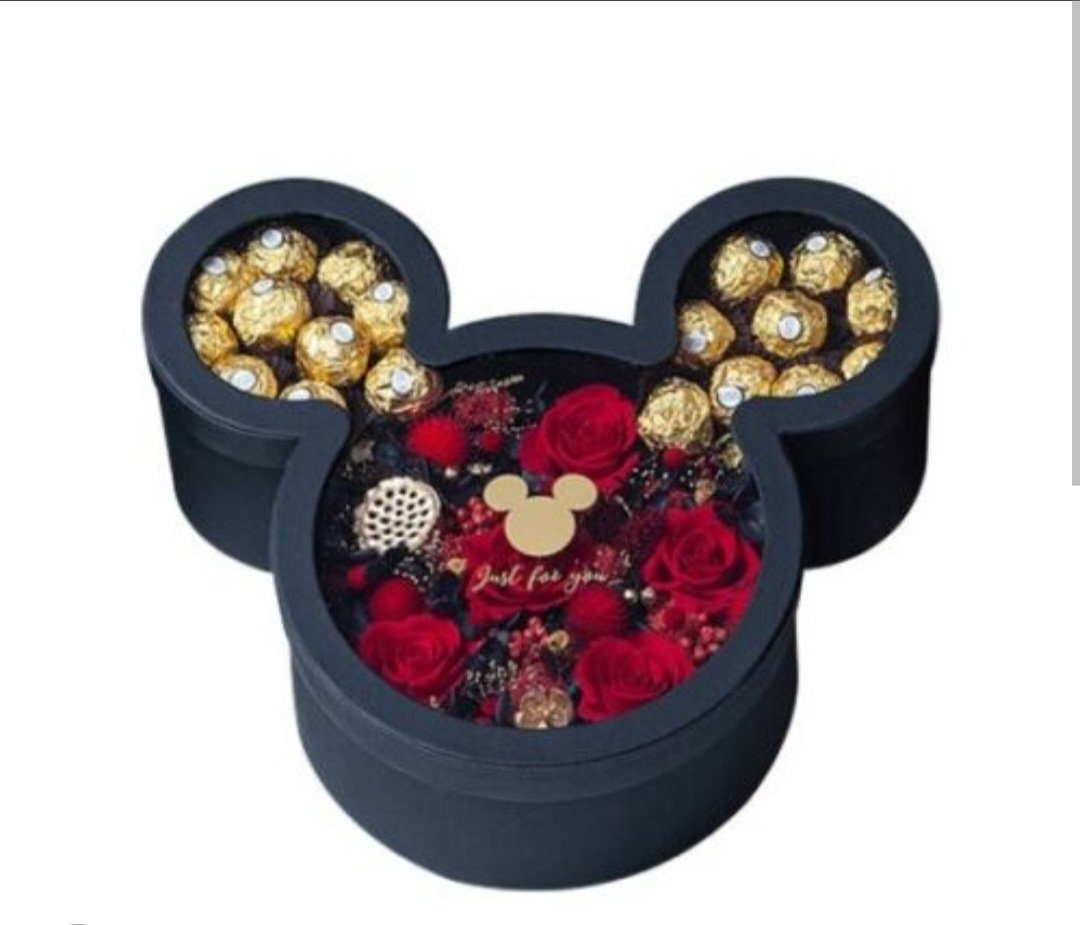 Mickey Flower Gift Box, Mickey Box With Clear Lid, Keepsake Box, Mickey ...