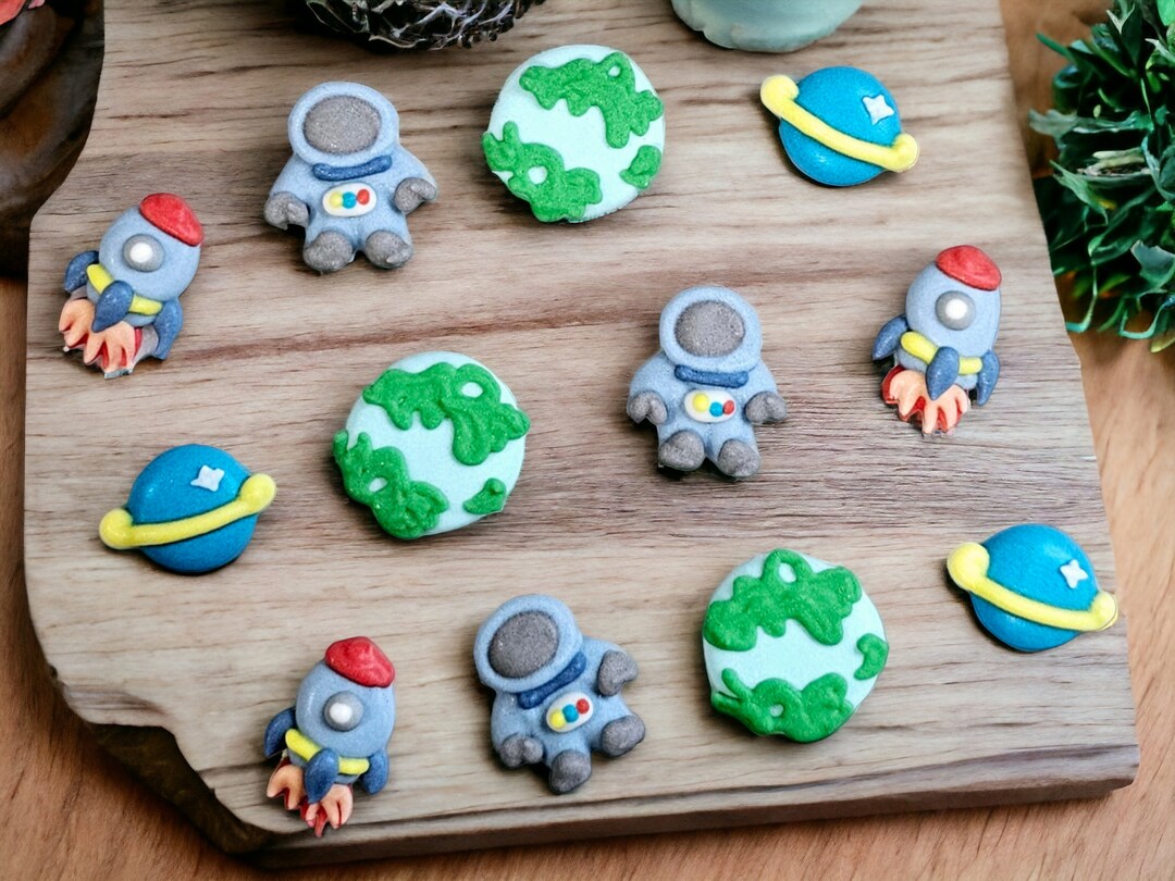 TWELVE SPACE Edible Decorations, Cake or Cupcake Toppers, Space ...