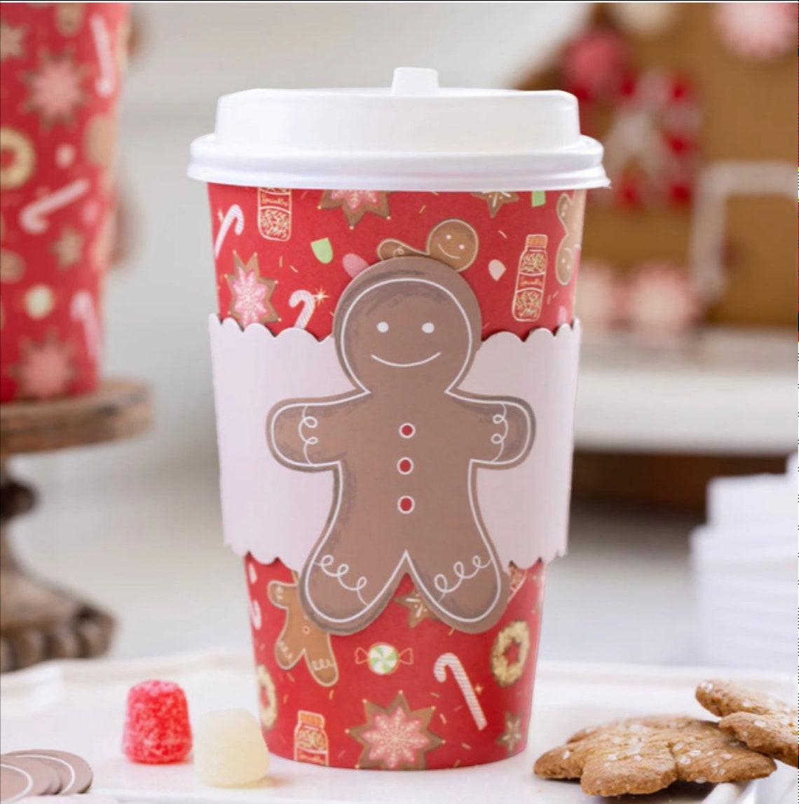 Gingerbread Party Coffee Cups & Lids 8ct Christmas Birthday - Etsy