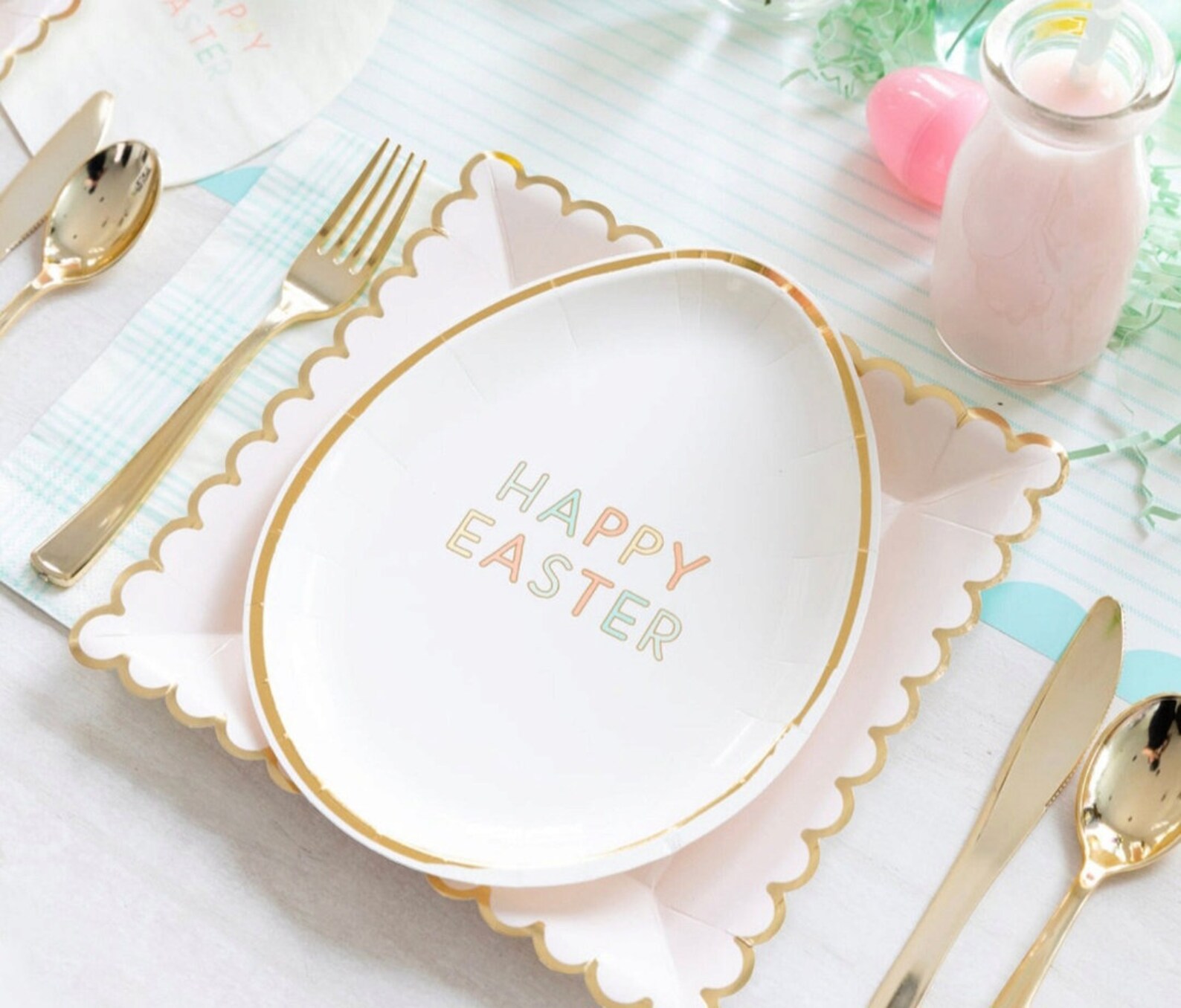 Easter Egg Shaped Paper Plates, Happy Easter, Pastel Color Easter ...
