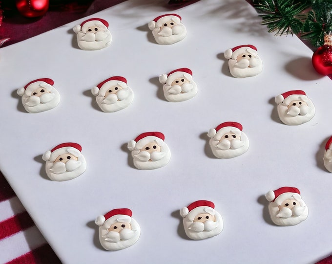 EIGHTEEN MINI Santa Face Edible Royal Icing Decorations, Christmas ...