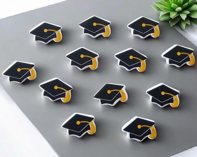 TWELVE GRADUATION HAT Edible Sweet Decorations, Graduation Cake Toppers ...