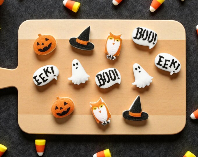 FIFTEEN Edible Spider Sugar Decorations, Halloween Cupcake Toppers ...