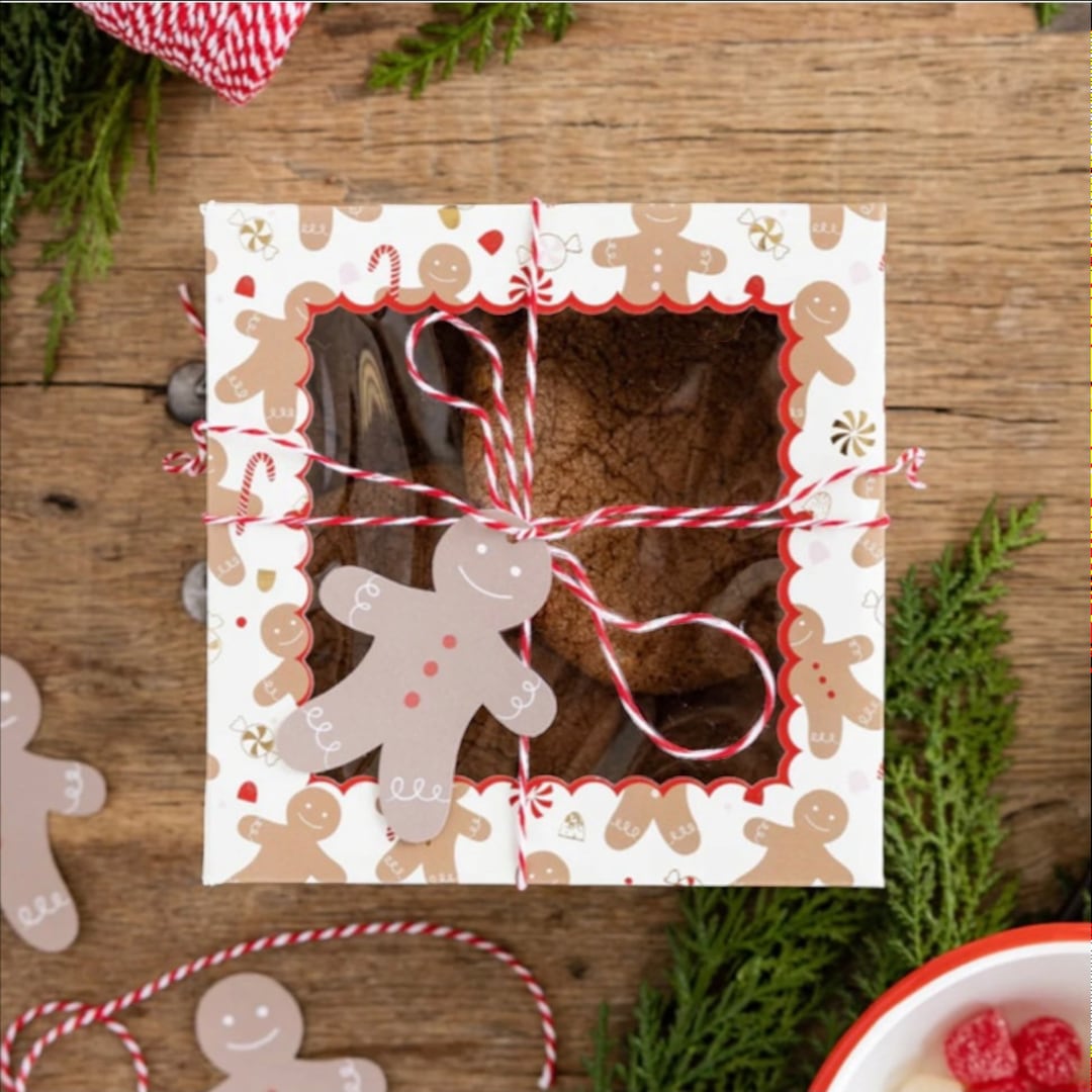 Holiday Cookie Boxes, Christmas Gingerbread Cookie Boxes, Christmas ...