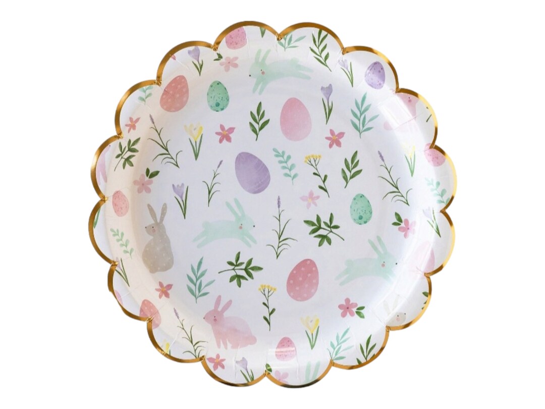 Watercolor Easter Scalloped Plates, Easter Paper Plates, Easter Eggs ...