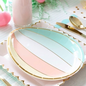 Easter Egg Shaped Paper Plates, Happy Easter, Pastel Color Easter ...