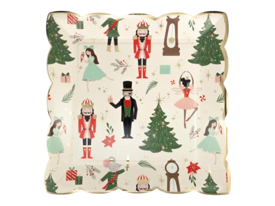 Nutcracker Pattern Paper Plates, Christmas Party Plates, Nutcracker ...
