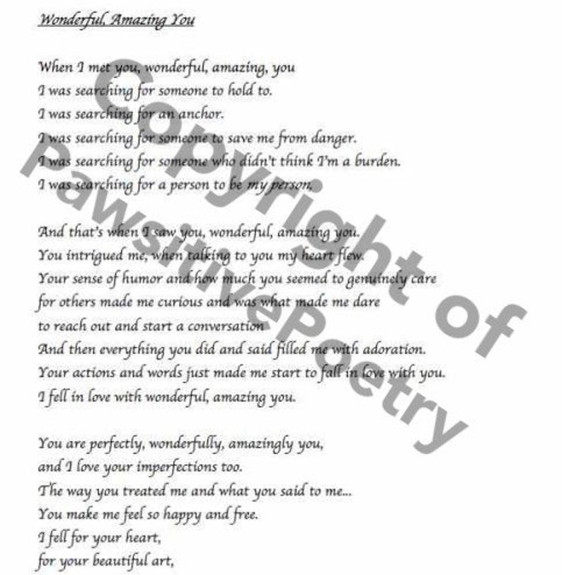 Custom Free Verse Poem for Partner - Etsy