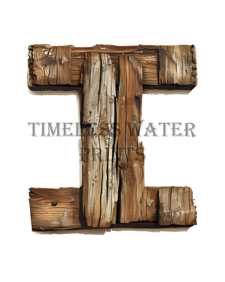 Wooden Style Letter, Capital Letter I, Wooden Alphabet, Digital Print ...
