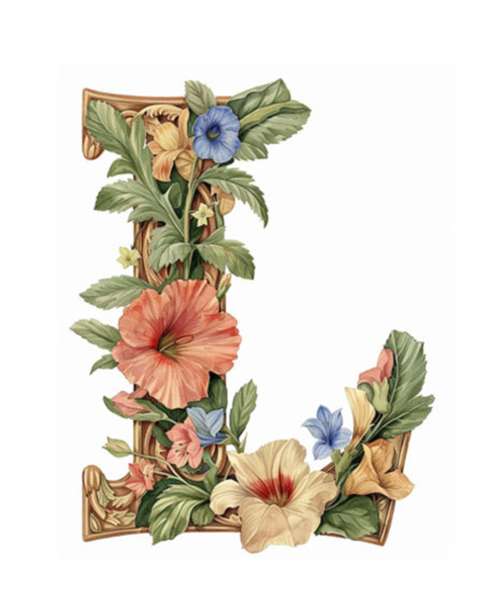 Capital Letter L, Cottage-core Floral Style Letter, Floral Alphabet ...