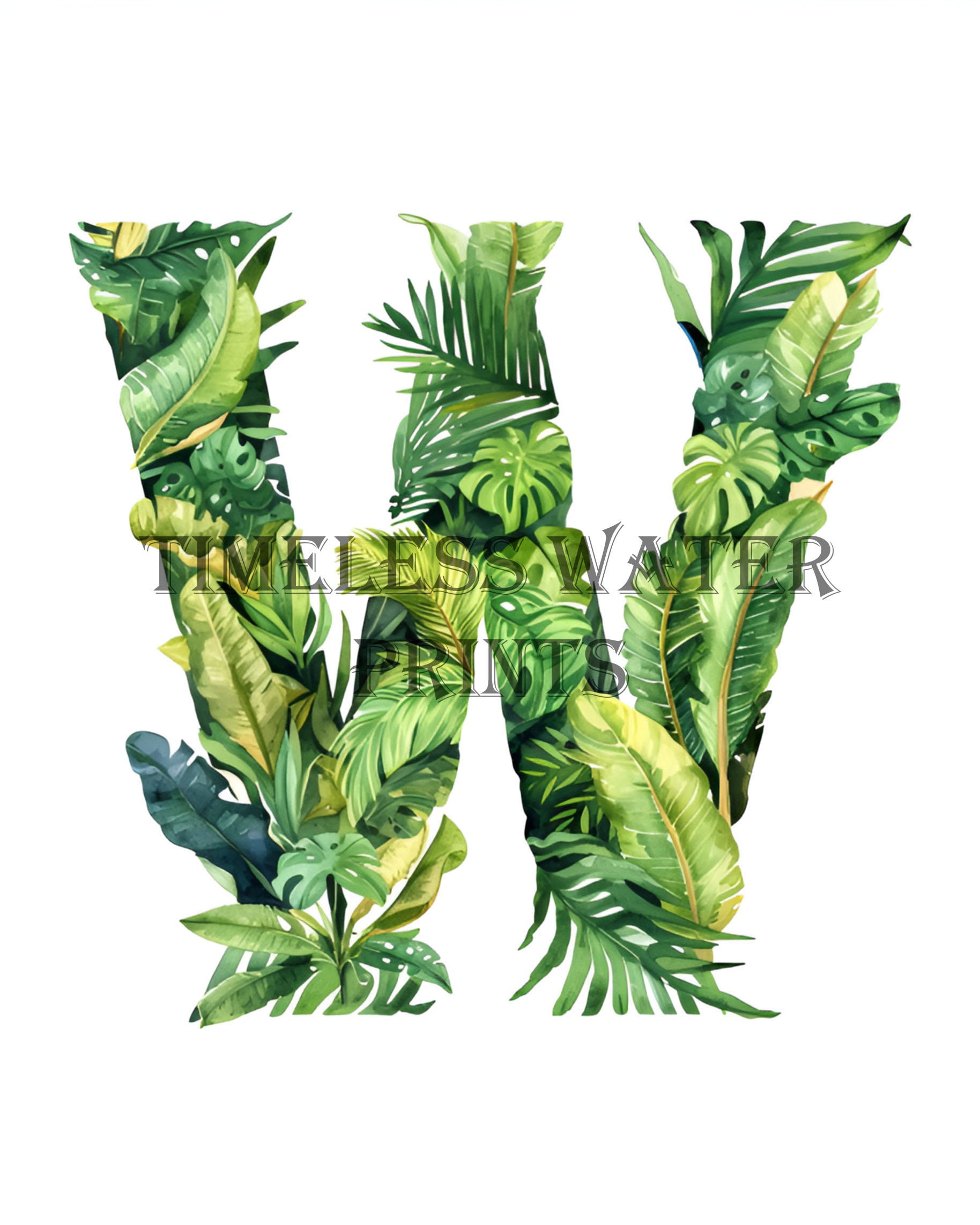Jungle Themed Alphabet Letters, Letter W, Instant Download, Digital ...