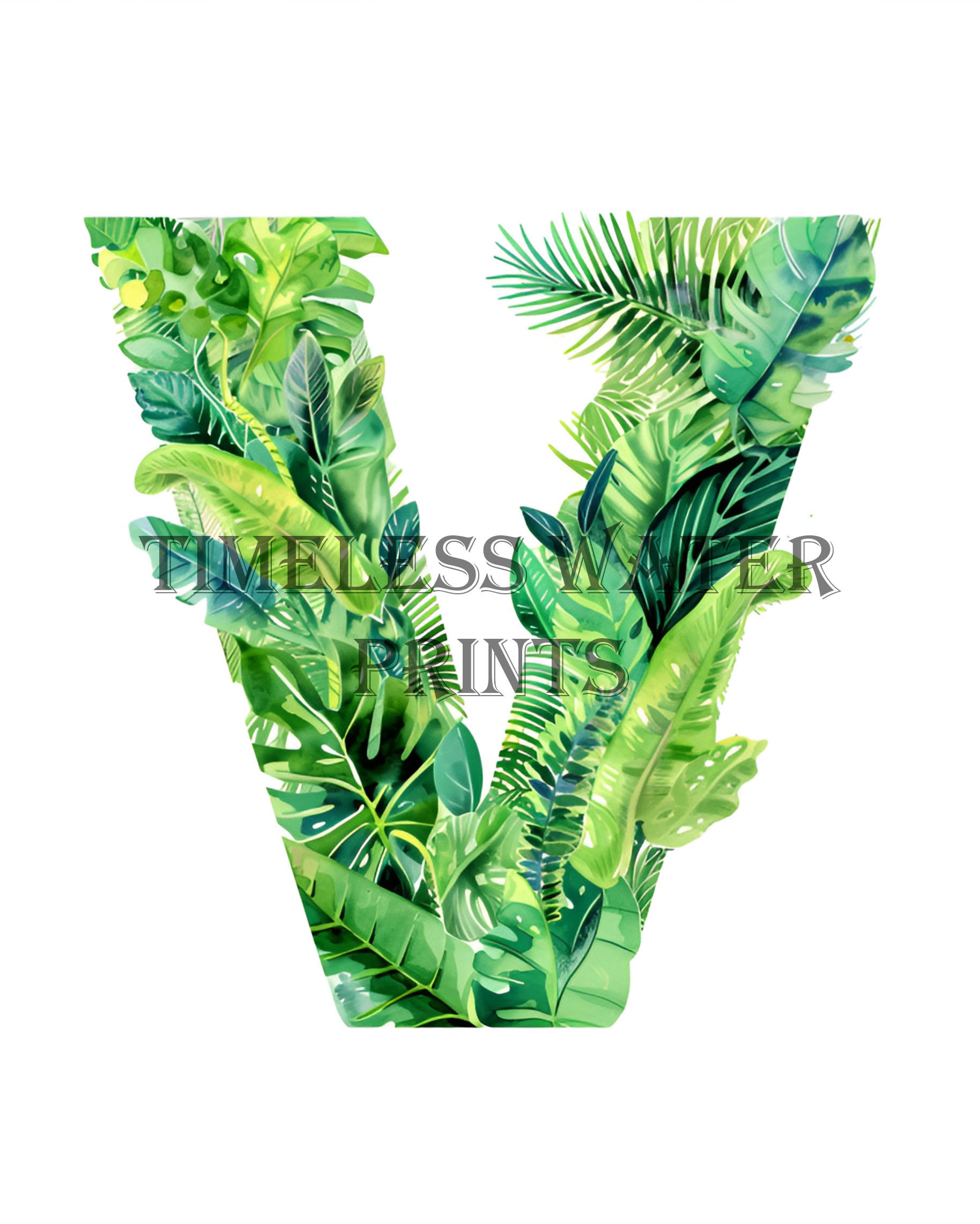 Jungle Themed Alphabet Letters, Letter V, Instant Download, Digital ...