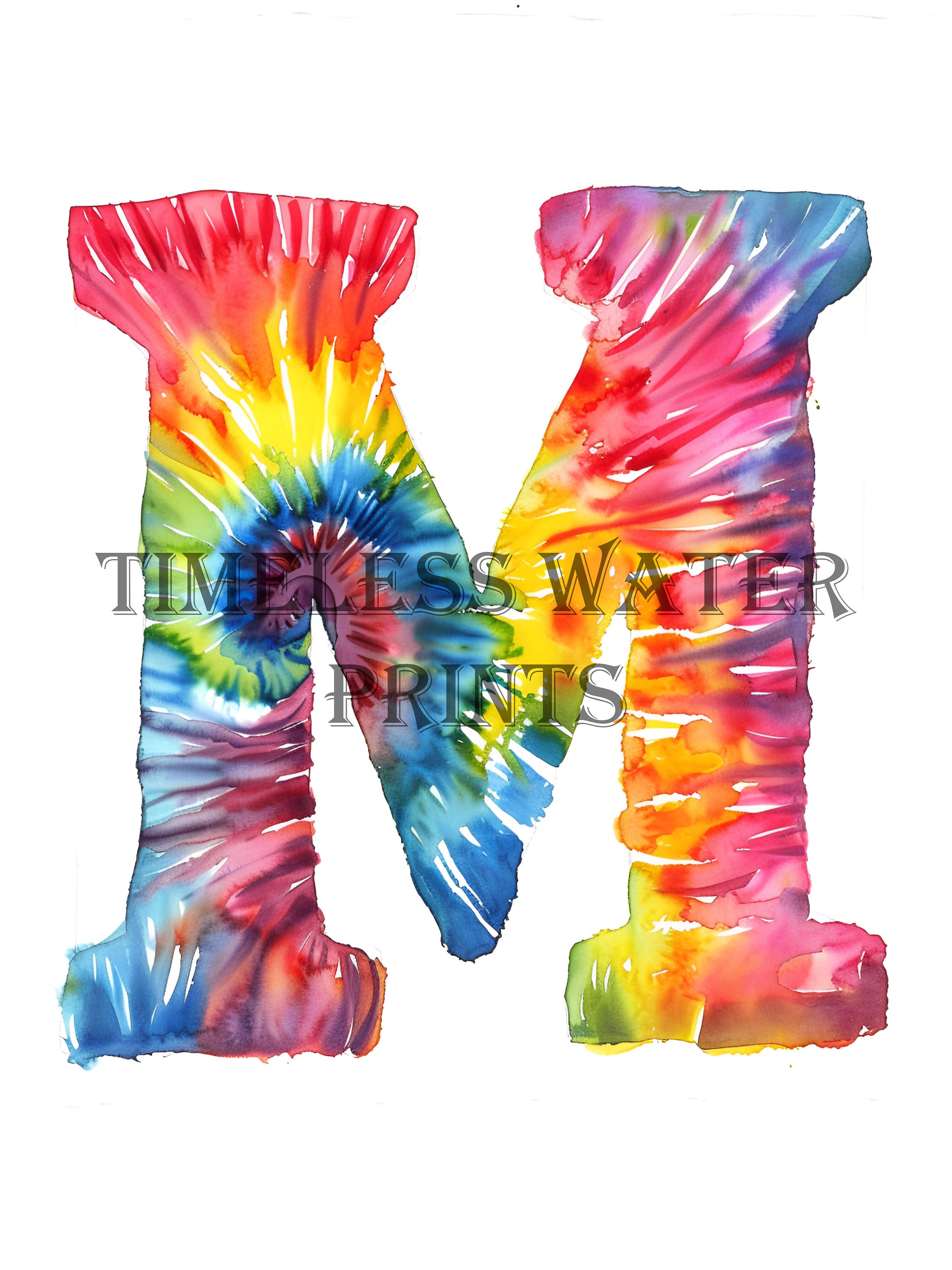 Tie-dye Watercolor Alphabet, Letter M, Instant Download, Printable ...
