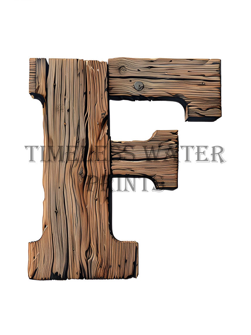 Wooden Style Letter, Capital Letter F, Wooden Alphabet, Digital Print ...