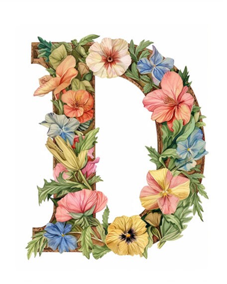 Capital Letter A, Cottage-core Floral Style Letter, Floral Alphabet ...