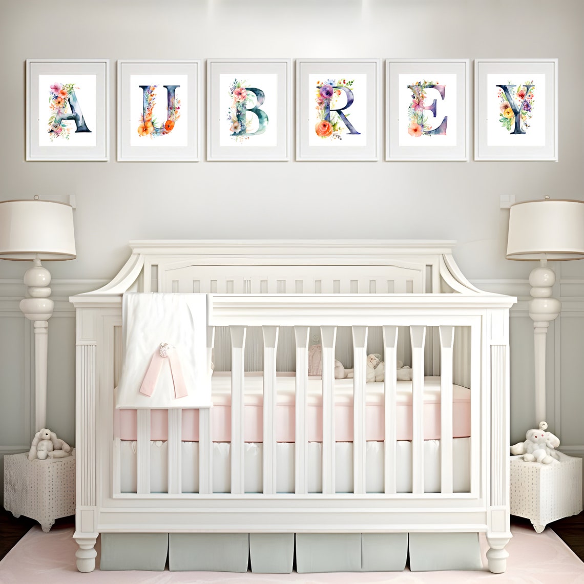 Digital Print, Instant Download, JPG, Watercolor Floral Whole Alphabet ...