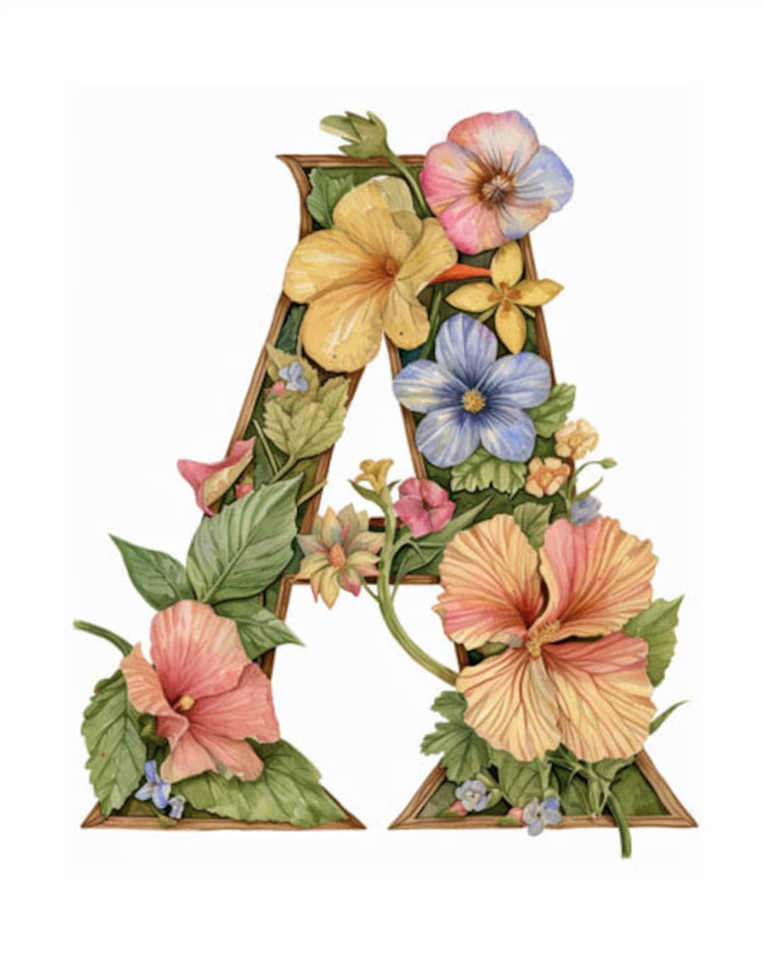 Capital Letter A, Cottage-core Floral Style Letter, Floral Alphabet ...