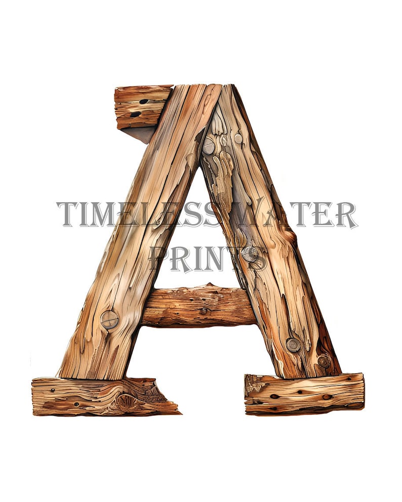 Wooden Style Letter, Capital Letter A, Wooden Alphabet, Digital Print ...