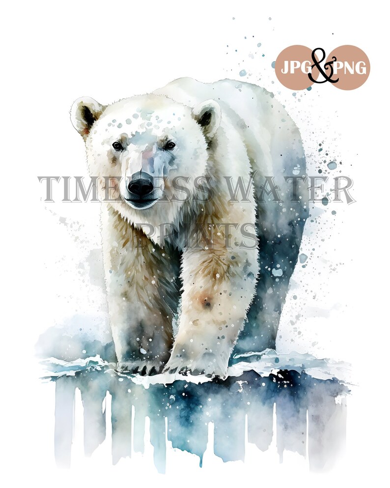 Polar Bear Watercolor, Watercolor Artic Wildlife, Printable Download ...