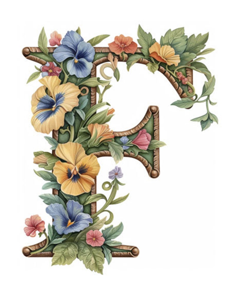 Capital Letter A, Cottage-core Floral Style Letter, Floral Alphabet ...