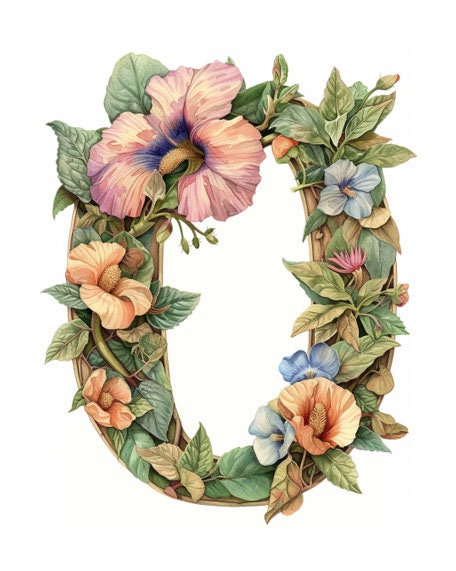 Capital Letter O, Cottage-core Floral Style Letter, Floral Alphabet ...
