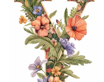 Capital Letter R, Cottage-core Floral Style Letter, Floral Alphabet ...