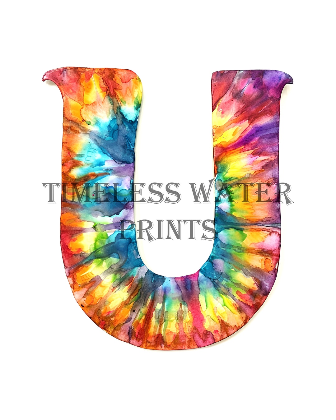 Tie-dye Watercolor Alphabet, Letter U, Instant Download, Printable ...