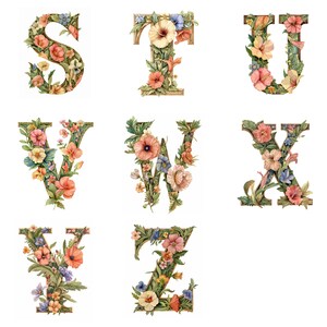 Capital Letters A to Z, Whole Alphabet, Cottage-core Floral Style ...