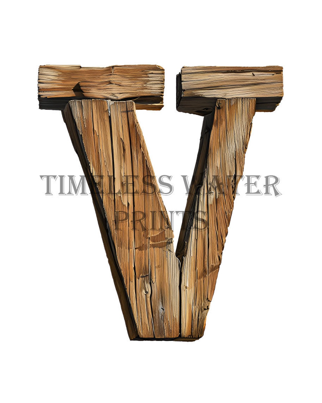 Wooden Style Letter, Capital Letter V, Wooden Alphabet, Digital Print ...