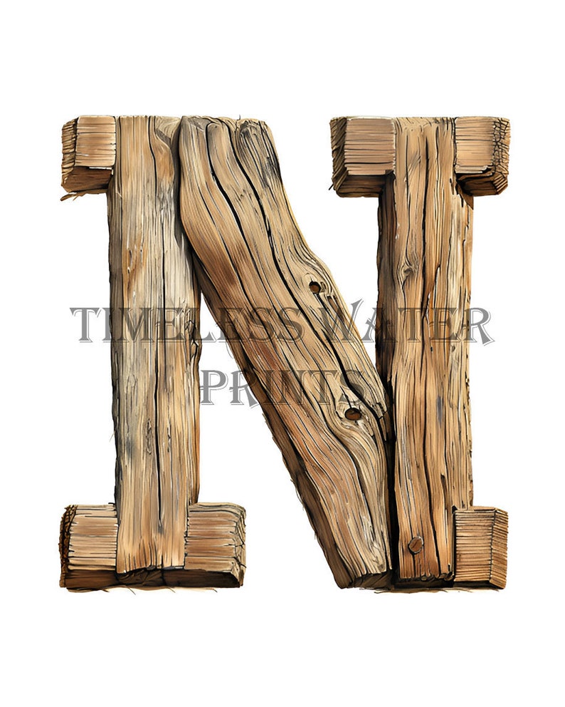 Wooden Style Letter, Capital Letter N, Wooden Alphabet, Digital Print ...
