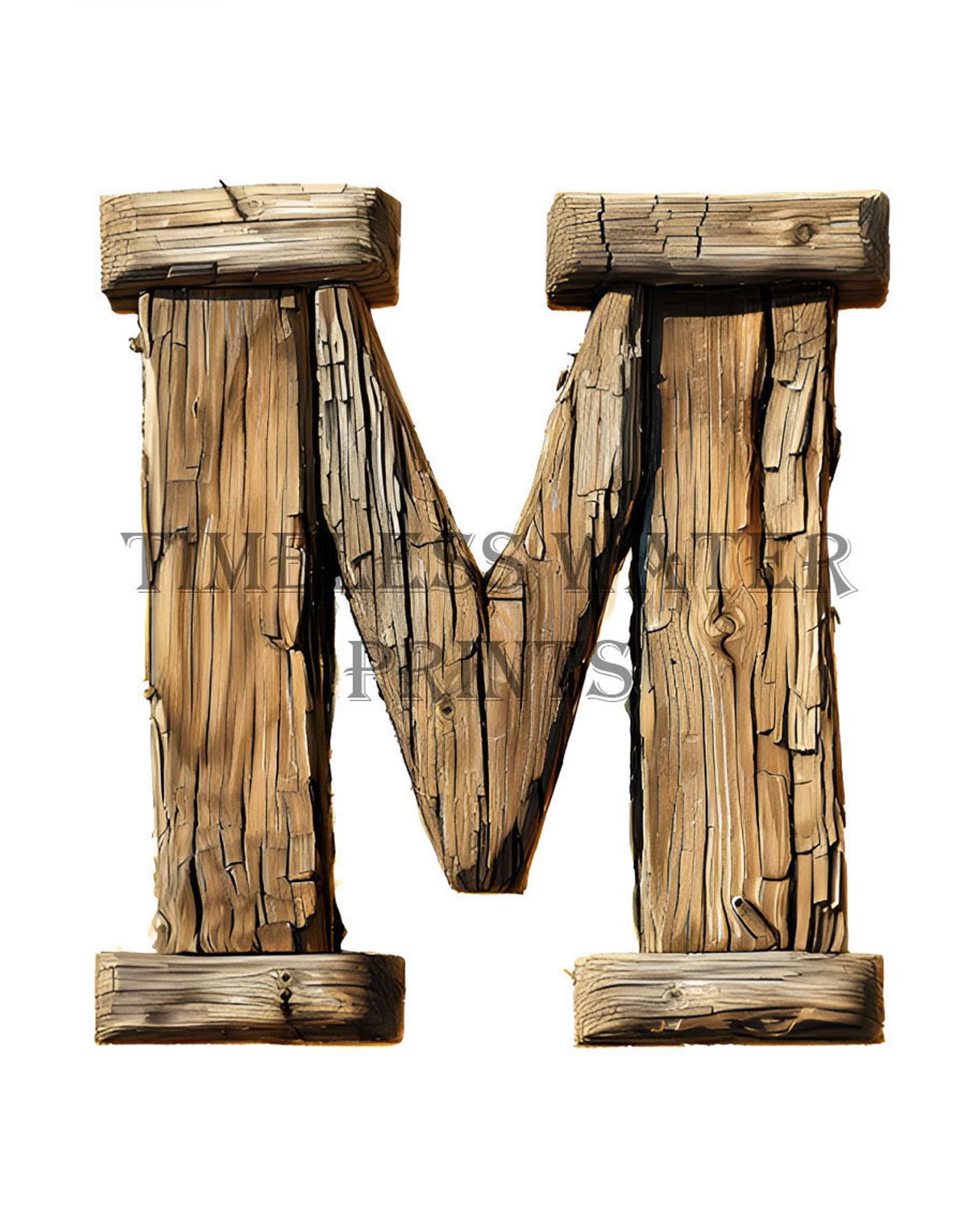 Wooden Style Letter, Capital Letter M, Wooden Alphabet, Digital Print ...