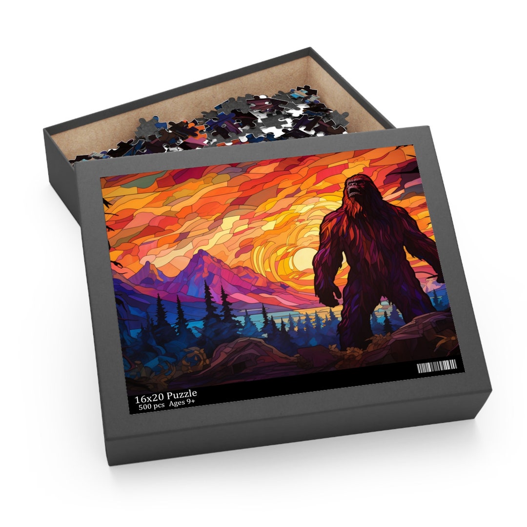 Bigfoot Jigsaw Puzzle, Stained Glass Inspired Art, Challenging Puzzle ...
