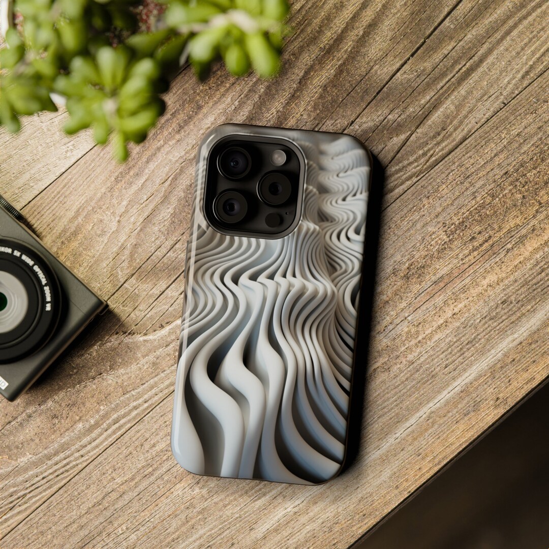 Monochromatic 3D Tube Design Magsafe iPhone Case, 3D Pattern, Abstract ...