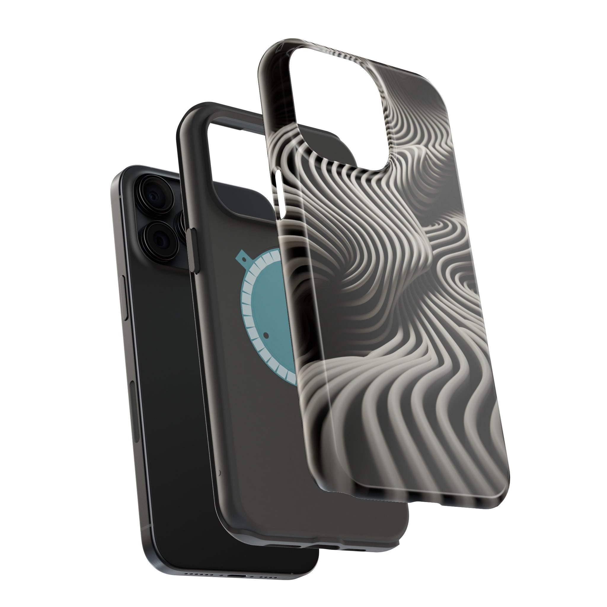 Monochromatic 3D Design Magsafe iPhone Case, Surreal Pattern, Surreal ...