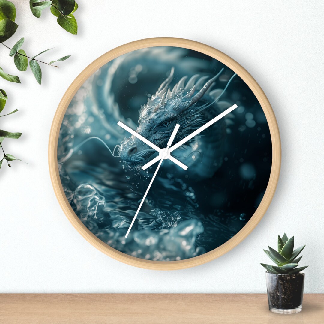 Water Dragon Wall Clock, Analog Clock, Year of the Dragon Clock, Lunar ...