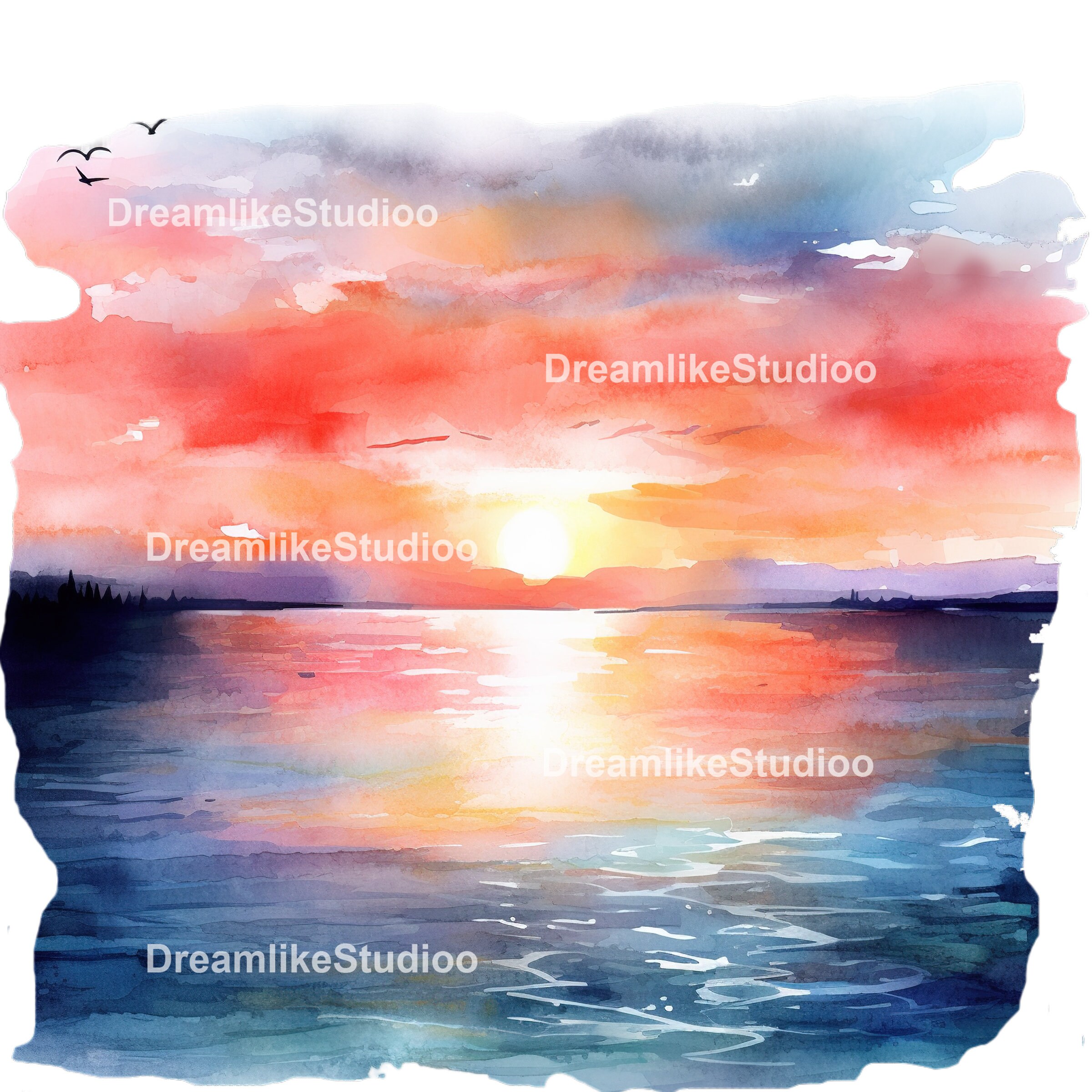 Watercolor Sunset Cliparts Commercial Use Sea Sunset Clipart - Etsy