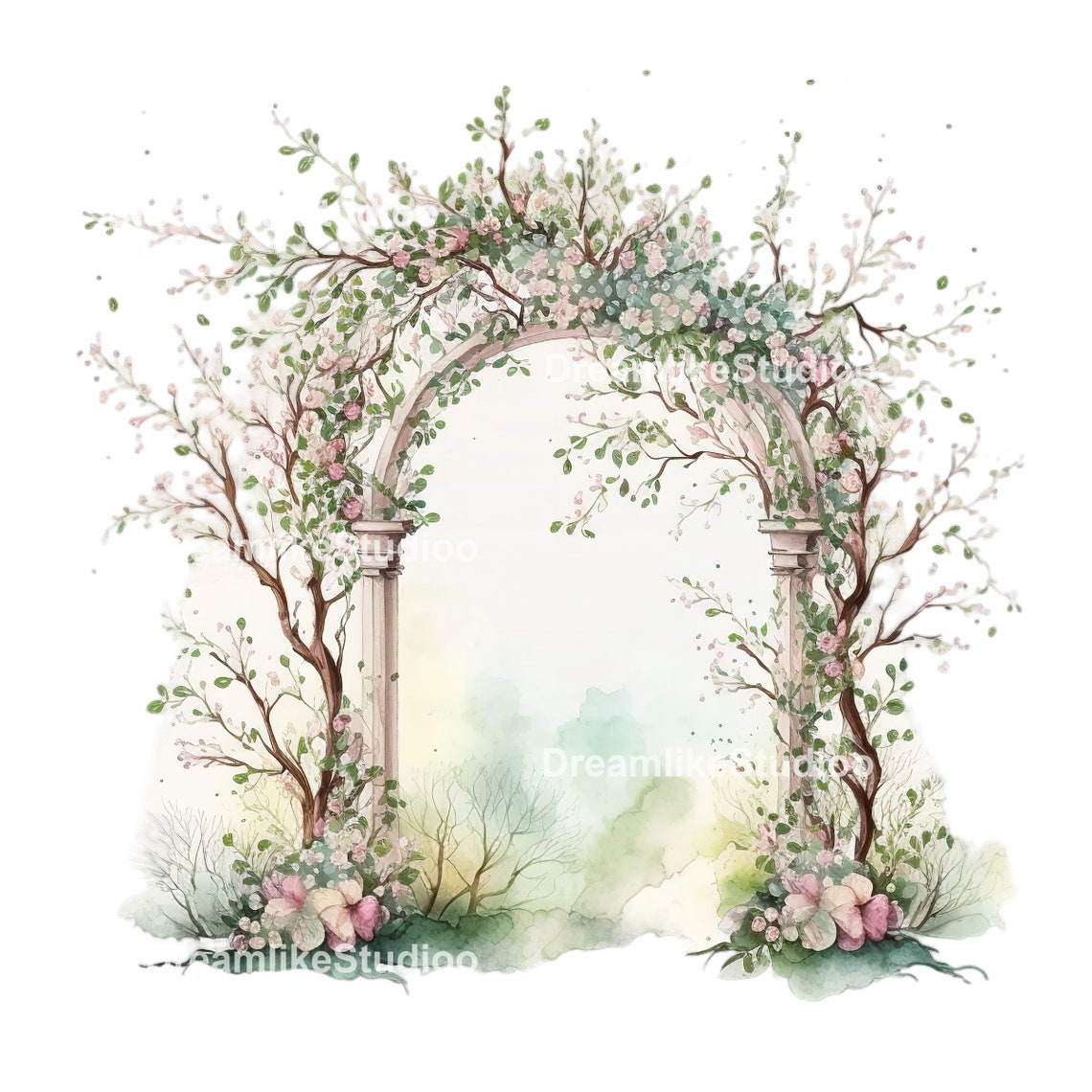 Watercolor Wedding Arches Clipart Floral Arch PNG Commercial - Etsy