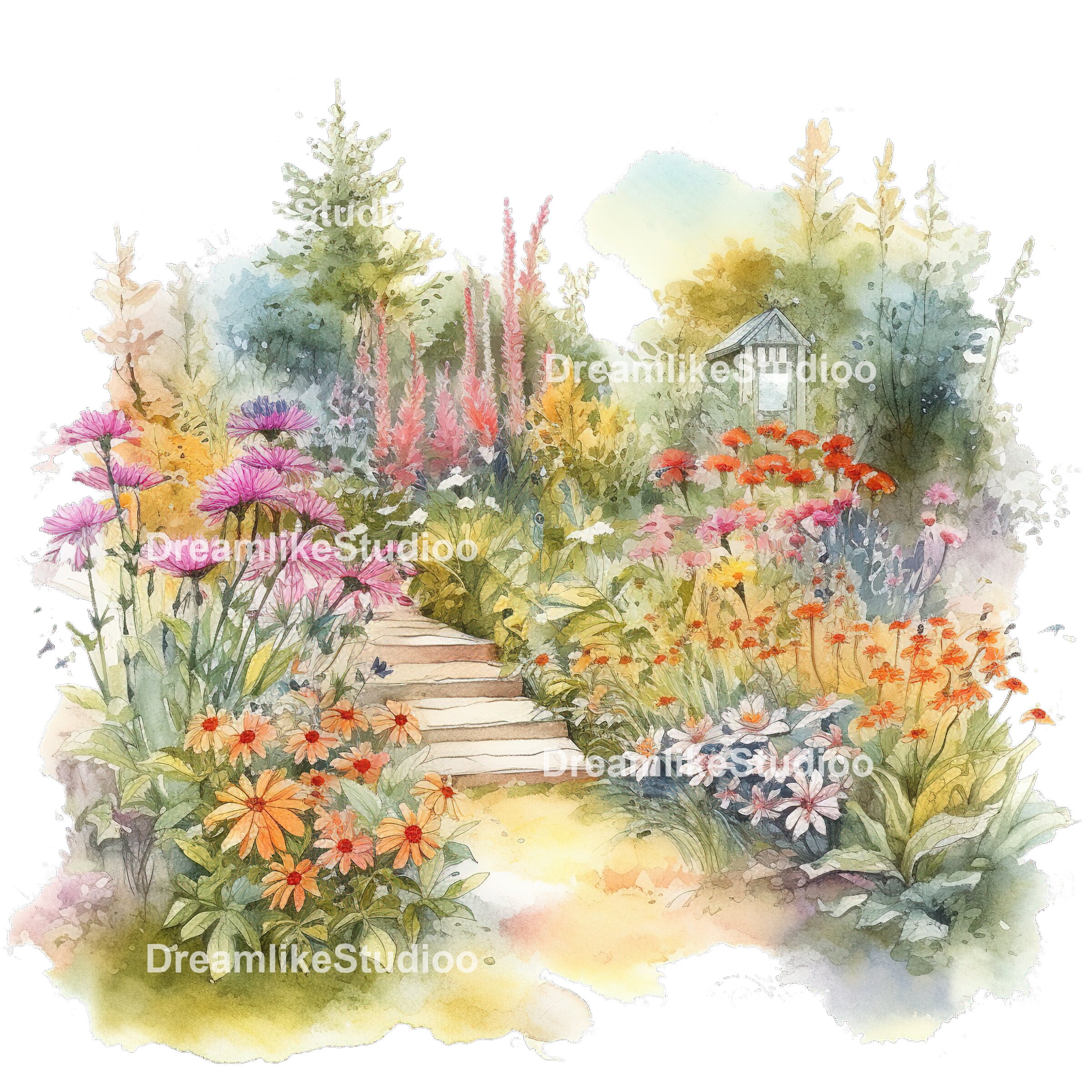 Backyard Garden Clipart Bundle Commercial Use Watercolor - Etsy