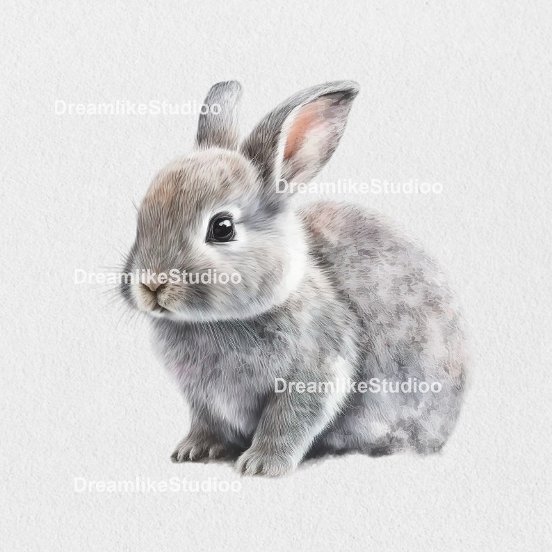 Easter Bunnies PNG Gray Rabbit Clipart Commercial Use - Etsy