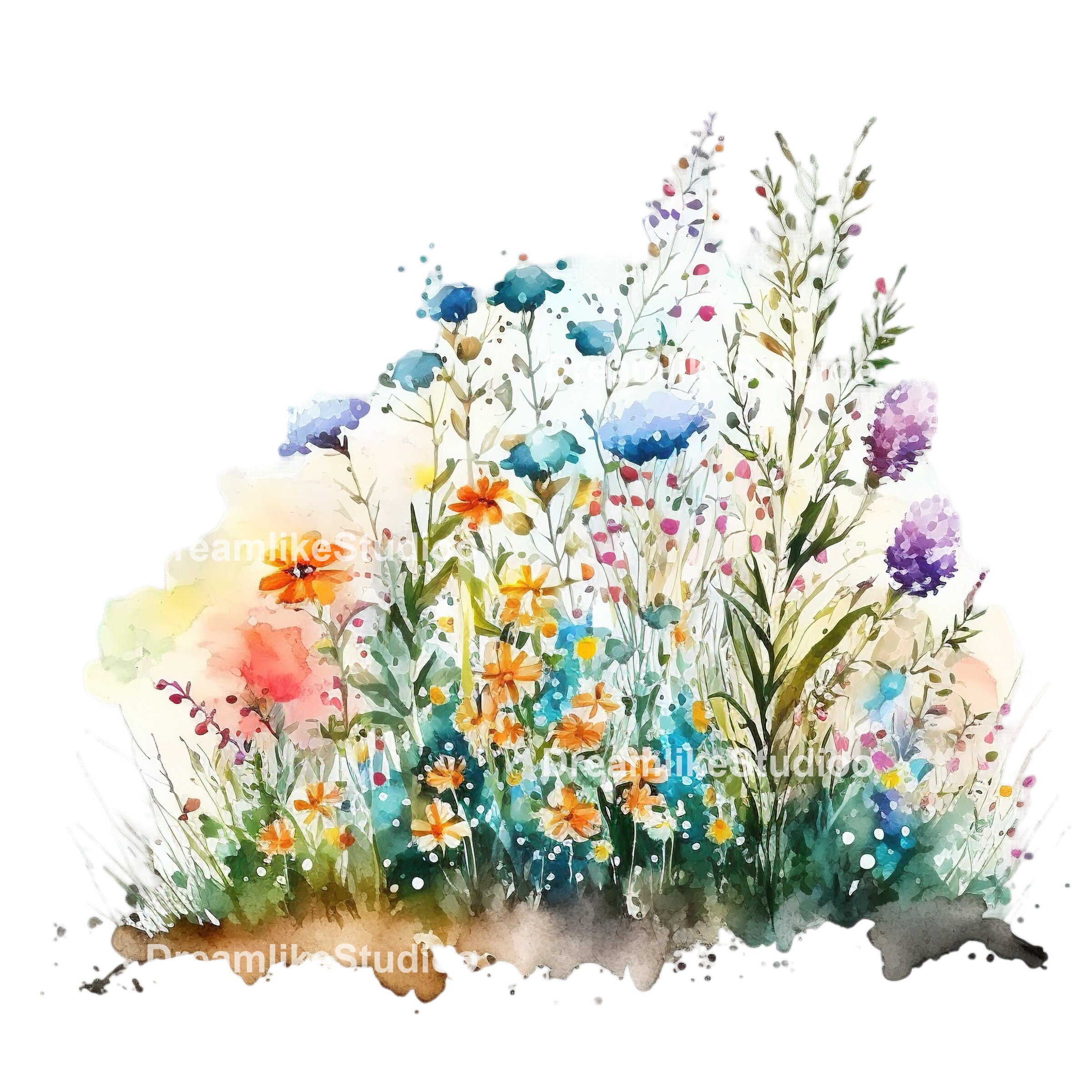 Watercolor Wild Flowers Clipart Commercial Use Clipart - Etsy